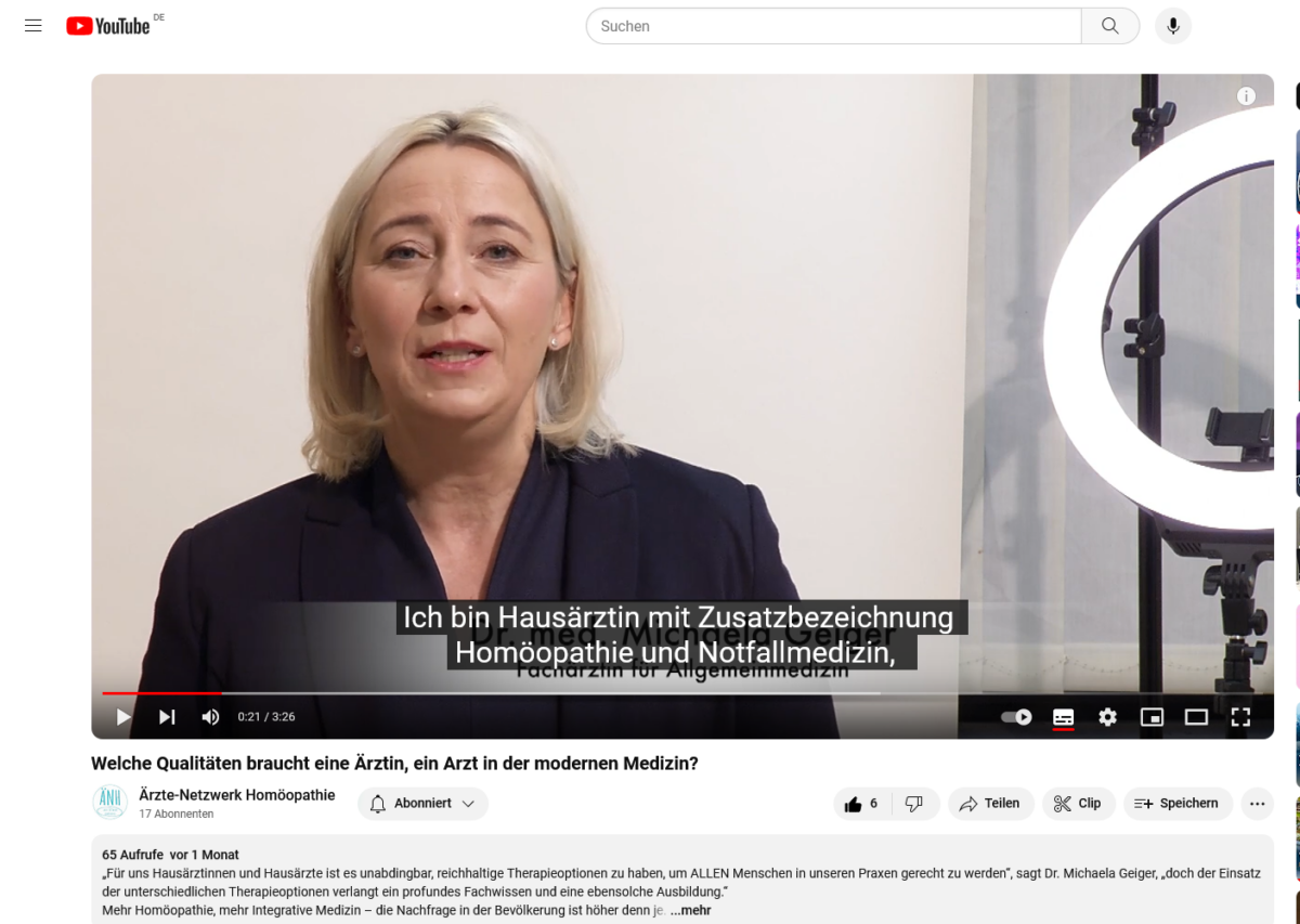 Dr. Geiger im Video Ärztenetzwerk Homöopathie ÄNH